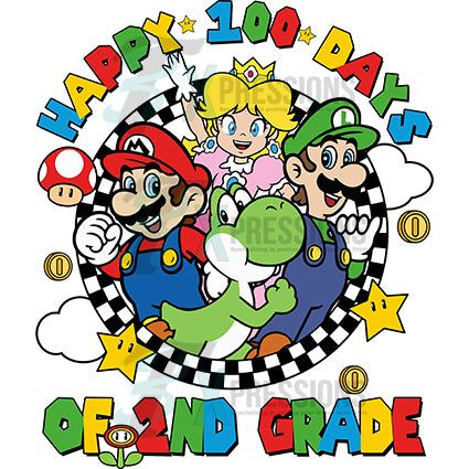 Happy 100 days of 2nd grade mario - 3T Xpressions